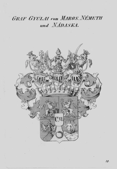 1820 GYULAI MAROS Nemeth Nadaska Armoiries Adel Coat De Arms Héraldique ...