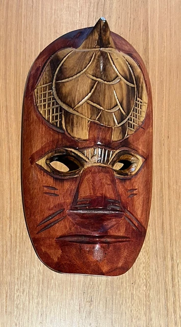 RARE VINTAGE WOODEN Tribal Face Mask Made in Fiji South Pacific Hand ...