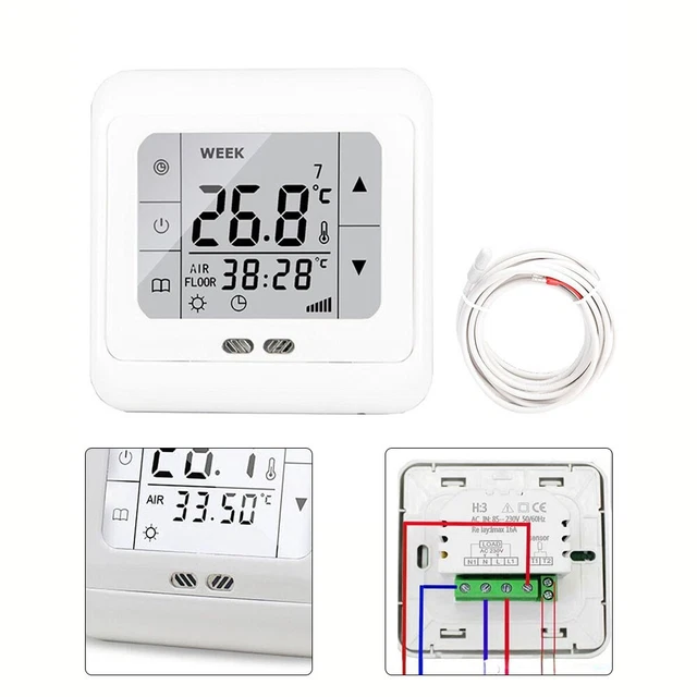 TOUCHSCREEN UNDERFLOOR HEATING Controller with Dual Temperature Sensors ...