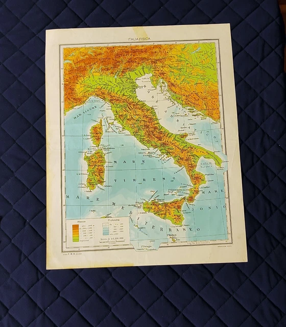 CARTINA GEOGRAFICA, ITALIA Politica e Fisica scala 1:4 200 000 Fronte ...