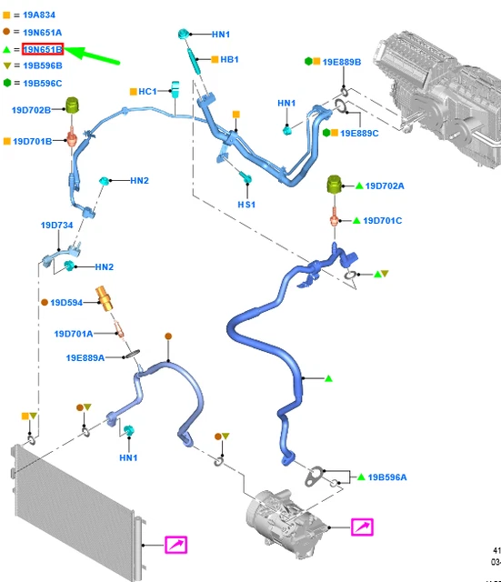 FORD FOCUS MK4 A/C Hose Pipe Tube Assy 2337154 JX61-19N602-KD NEW ...