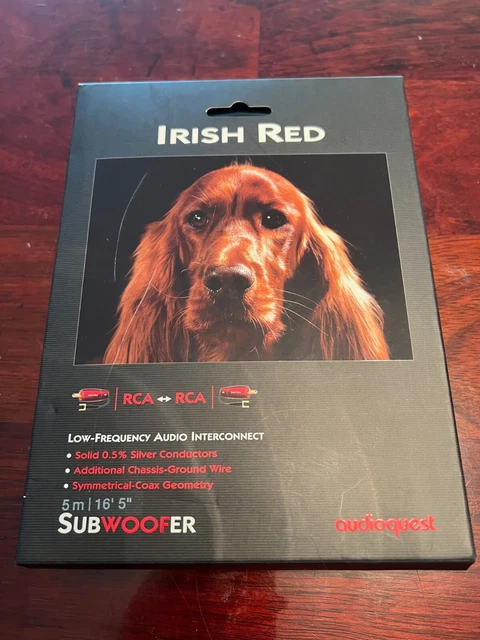 AUDIOQUEST IRISH RED Sub Woofer Cable w/Ground Wire - 5 Meter - Never ...