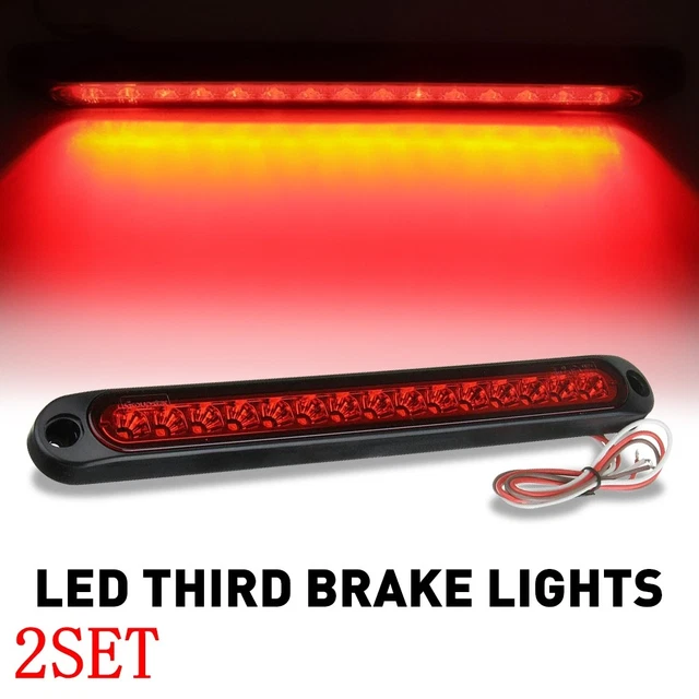 10& RED LED Truck Trailer Strip 3rd Brake Lights Rear Turn Tail Lights ...