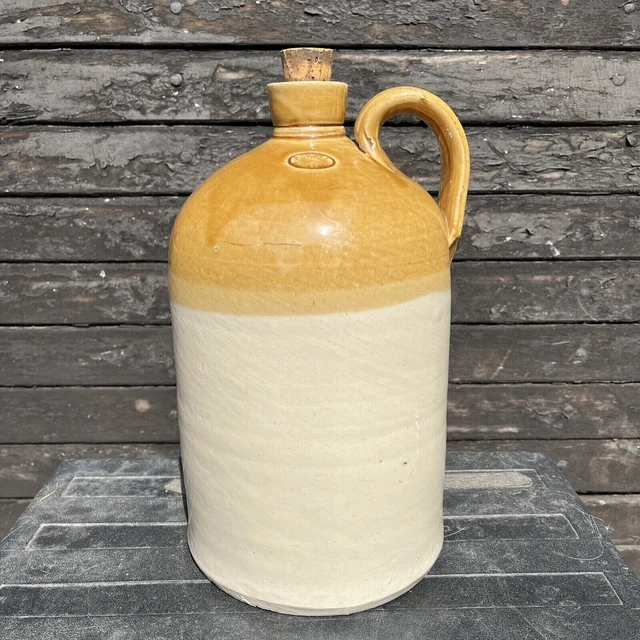 VINTAGE POWELL OF Bristol Stoneware Flagon with Cork H 12.5” x 7” Ale ...