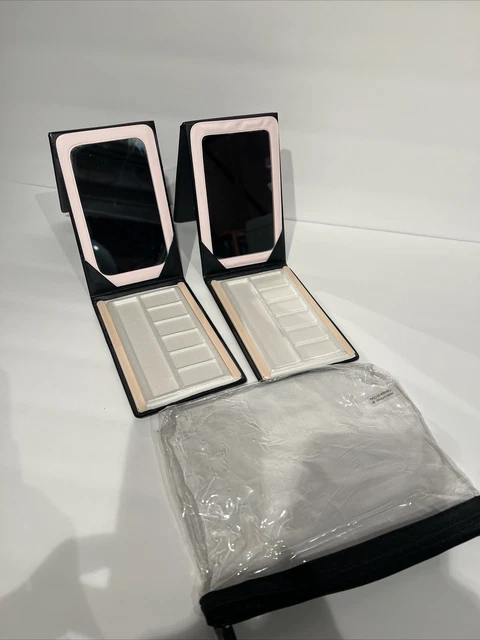 2 BLACK MARY Kay MakeUp Case Tri-Fold Standing Travel Mirror W CLEAR ...