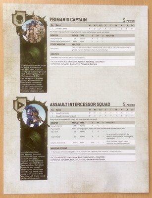 PRIMARIS SPACE MARINE Datasheet (Assault Intercessors, Captain ...