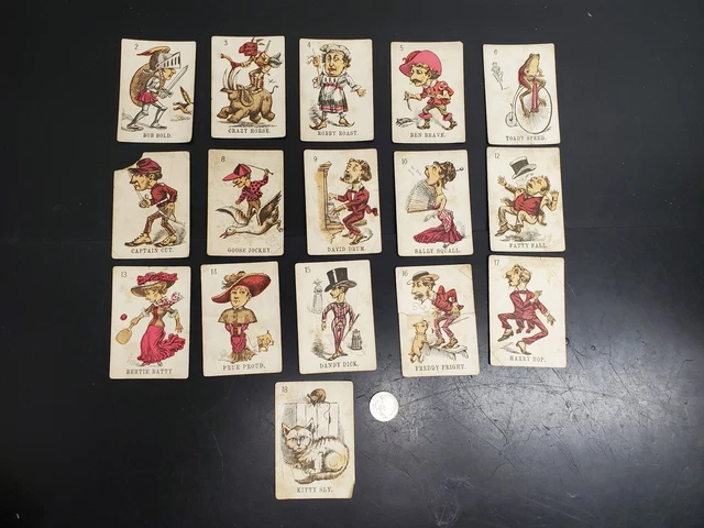 ANTIQUE SET OF Cards Circa Early 1900's Nancy L. Marshall Old Maid ...
