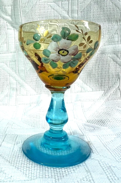 LEGRAS GEORGE SAND Enamelled Glass Verre A Liqueur Emaille Fleurs Art ...