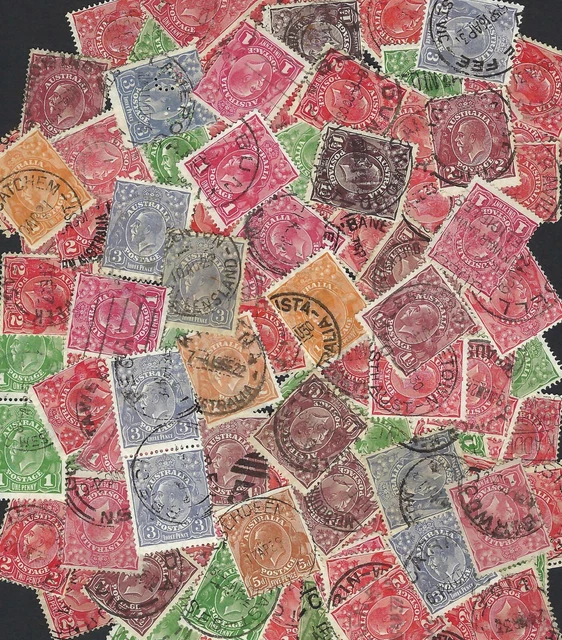 AUSTRALIAN PRE DECIMAL KGV Heads Various Water Marks Bulk Lot of 100 ...