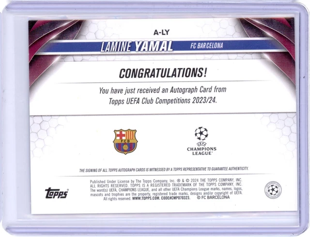 LAME YAMAL 2023-24 Topps Uefa Cc #Aly Rookie Auto Rc Barcelone (B) EUR ...