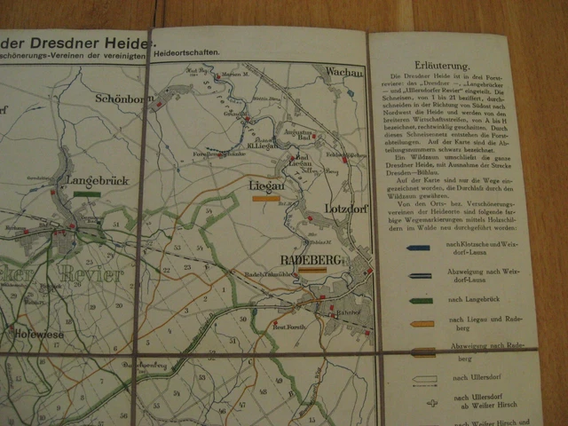 ALTE LANDKARTE SACHSEN Karte der Dresdner Heide um 1925 auf Leinen ...