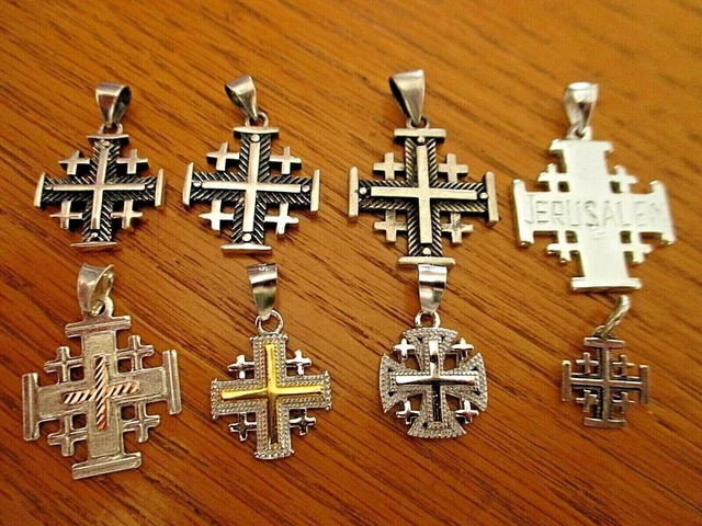LOT DE 8 belles croix de croisés de Jérusalem en argent sterling 925 de ...
