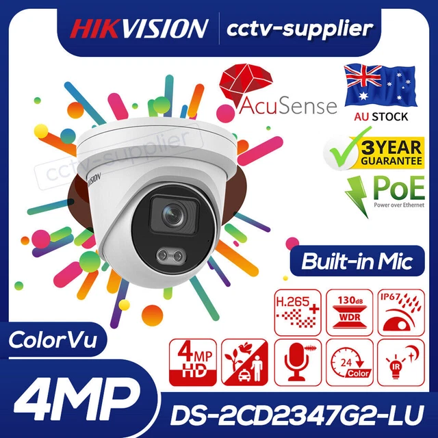 Hikvision Genuine Acusense 4mp Colorvu Ds 2cd2347g2 Lu Ip Camera Poe