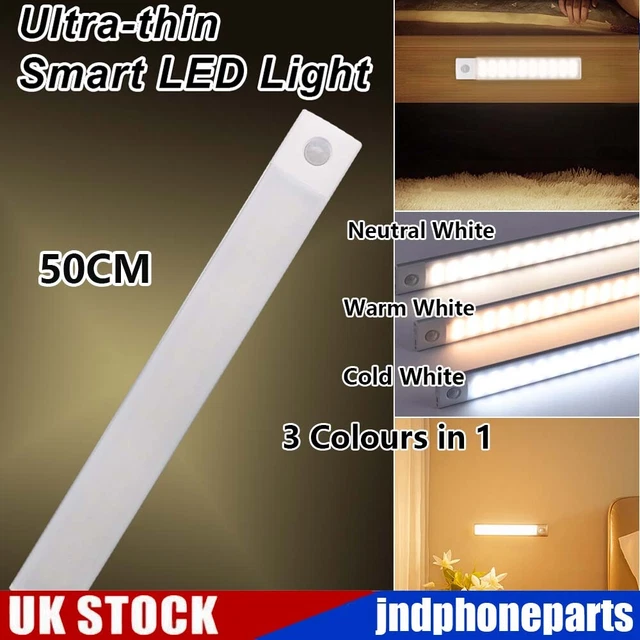 50CM RECHARGEABLE LED Under Cabinet Lights Motion Silver Kitchen ...