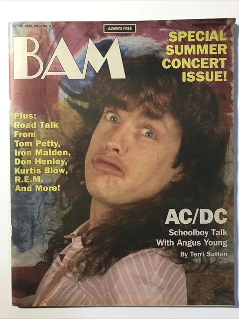 BAM MAGAZINE #211 NM July 26 1985 AC/DC Angus Young Tom Petty Iron ...