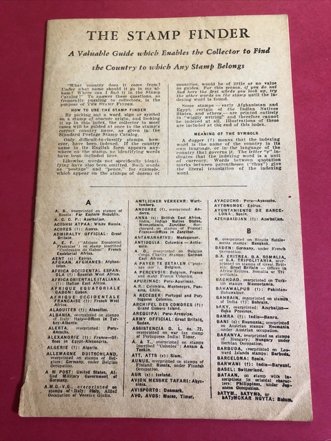 THE STAMP FINDER booklet. - Circa 1940's.Thomas Cliff, 16 Pages WWII ...