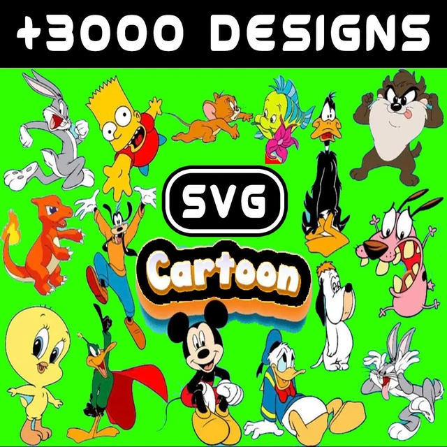 3000 CARTOON DESIGNS svgs, cartoon characters, Cricut, silouhette, Svg ...