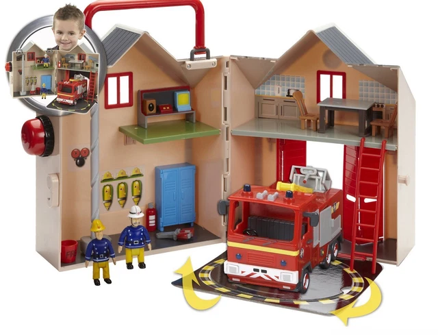 FIREMAN SAM DELUXE Fire Station Playset with Jupiter fire engine ...