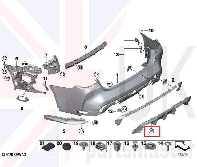 BMW M4 G82 New Genuine Rear Bumper Trim Panel Glossy Black 51128085174 ...