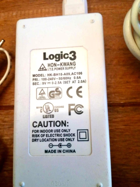 ALIMENTATORE ORIGINALE 9V 2.5a LOGIC3 HON-KWANG HK-BH18-A09 AC106 EUR 2 ...