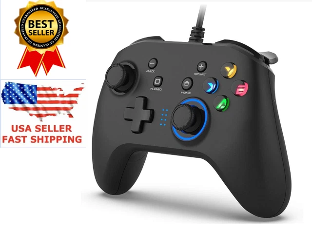 WIRED GAMING CONTROLLER, Joystick Gamepad with Dual-Vibration PC Game ...