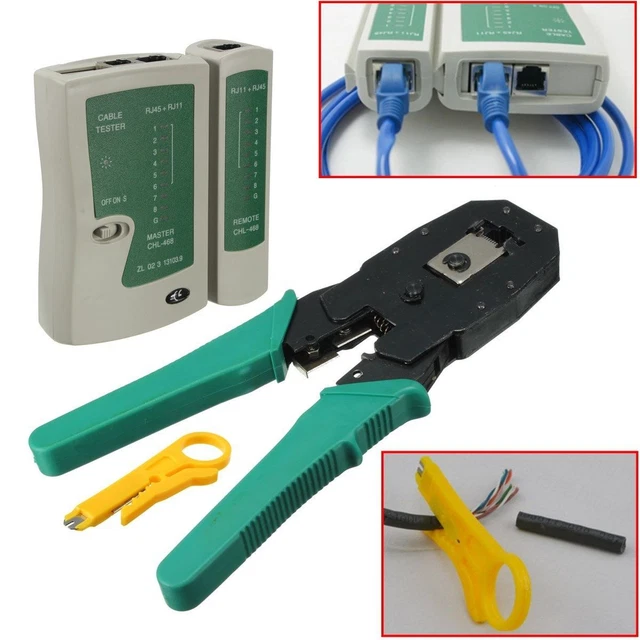 RJ45 RJ11 RJ12 CAT5 LAN Network Cable Tester Crimper Stripper Punch ...