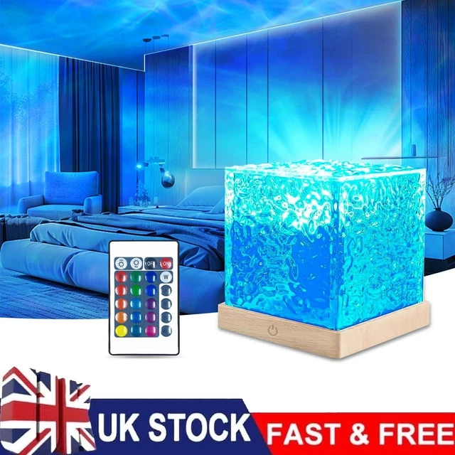 LED CUBE NORTHERN Lights Water Wave Night Light w/Remote Atmosphere ...