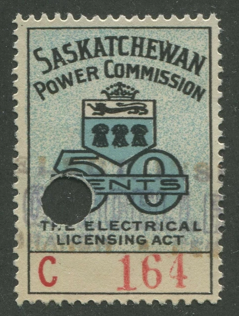 CANADA REVENUE SE20A USED SASKATCHEWAN ELECTRICAL INSPECTION STAMP $18. ...