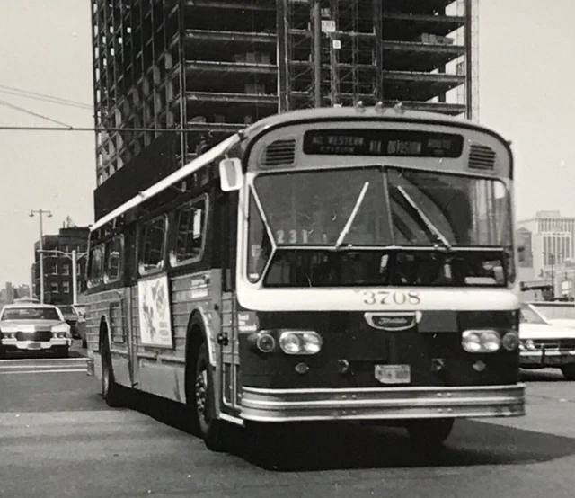 CHICAGO TRANSIT AUTHORITY Bus CTA #3708 No Western Station B&W ...