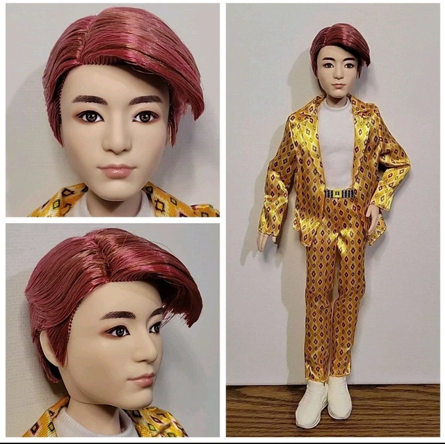 BTS BARBIE JUNG Kook Asian Ken Doll Red Hair Brown Eyes Articulated ...