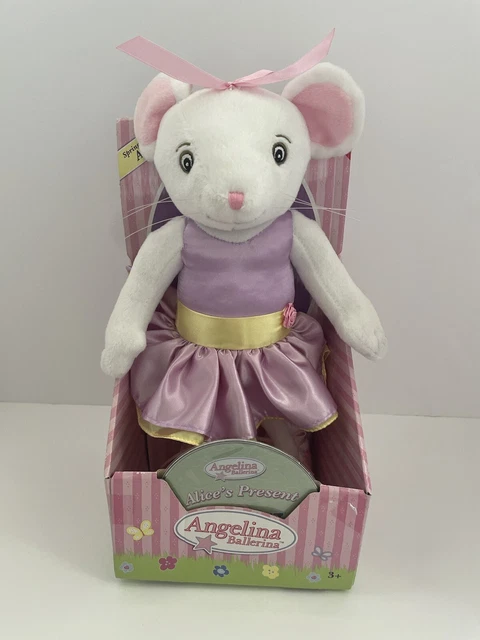 ANGELINA BALLERINA ALICE’S Present Plush Purple Mouse White Doll with ...