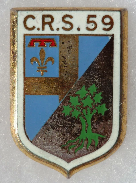INSIGNE BADGE POLICE Obsolète CRS 59 ORIGINAL émail grand feu DRAGO EUR ...
