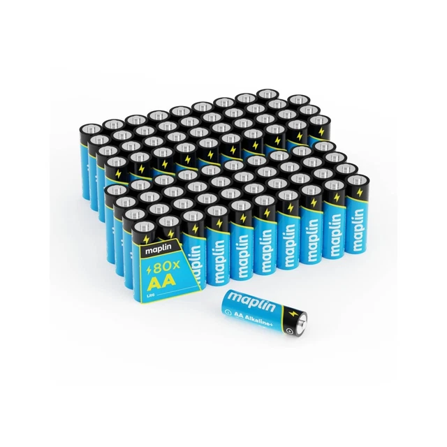 MAPLIN AA LR6 1.5V Alkaline Batteries High Performance Pack of 80 ...