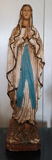 STATUE SAINTE VIERGE Marie. En Plâtre. 66 Cm X 16 Cm X 14 Cm. EUR 120 ...