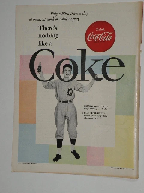 MAGAZINE AD* - 1956 - Coca Cola / Coca-Cola - Joueur de baseball EUR 7 ...