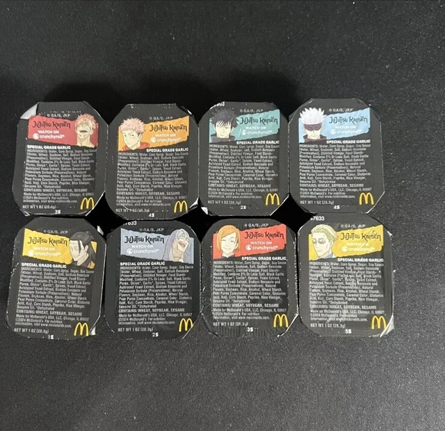 MCDONALDS X JUJUTSU Kaisen Special Grade Garlic Sauce Complete Set Of 8 ...