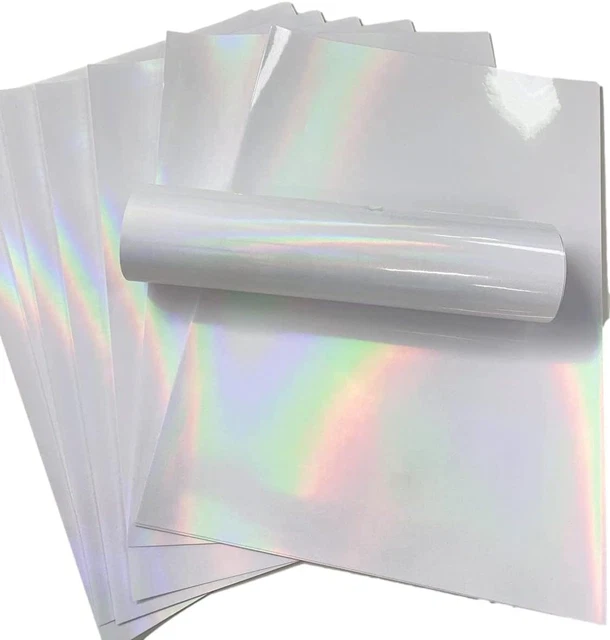 PRINTABLE SELF ADHESIVE Holographic Clear Vinyl Overlay Sheets Stickers ...