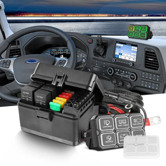 6 GANG SWITCH Panel Universal Circuit Control Box Button Switch Pod ...