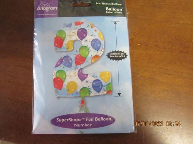 NUMBER 2 BALLOON, 34in X 24 in Super Shape Foil Balloon £6.35 - PicClick UK