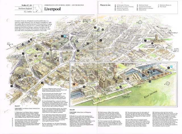 LIVERPOOL 1990 VINTAGE Walking Route & Map #87-88 £3.49 - PicClick UK