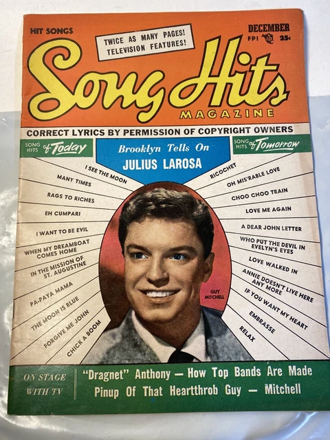 SONG HITS MAGAZINE December 1953 Guy Mitchell Julius LaRosa Doris Day £ ...