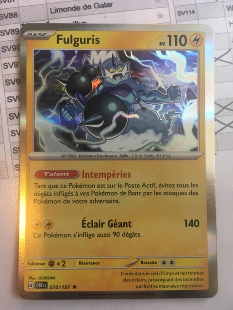 FULGURIS HOLO - EV3:Flammes Obsidiennes - 070/197 - Carte Pokémon FR ...