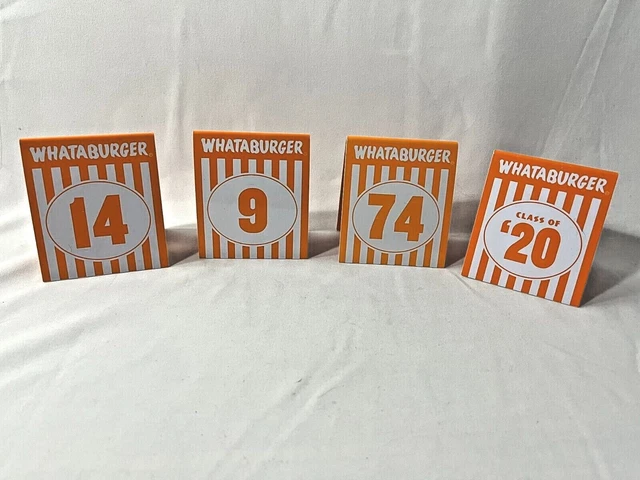 WHATABURGER TABLE TENT Card Numbers: 9, 74, 14, Class of '20 Modern ...
