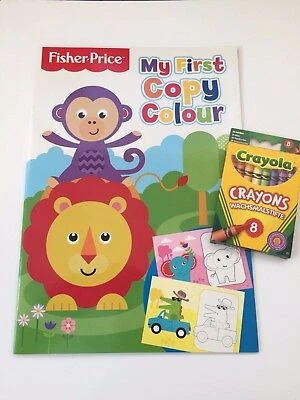 FISHER PRICE MY First Copy Colour Colouring Book & Crayola Crayons ...