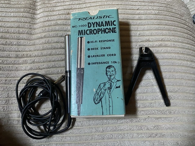 VINTAGE REALISTIC MC-1000 Dynamic Microphone W/ Box & Desk Stand £15.67 ...