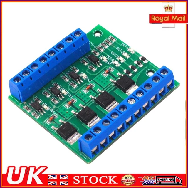 4-CHANNEL MOS FET Amplifier Board Driver Module PWM 3-20V to 3.7-27V DC ...