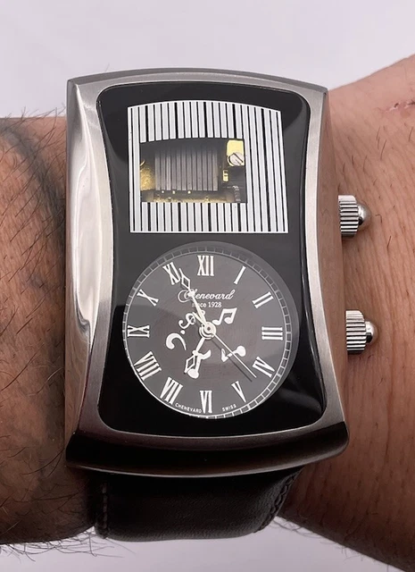RARE CHENEVARD MUSICAL Automatic Stainless Steel Watch Exhibition Back ...