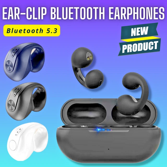 BLUETOOTH 5.3 WIRELESS Earbuds Ear Clip Bone Conduction Headphones ...