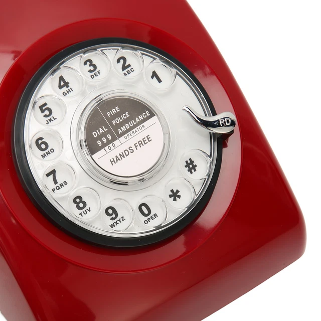 RED RETRO ROTATING Phone Old Fashioned Vintage Landline Phone With ...