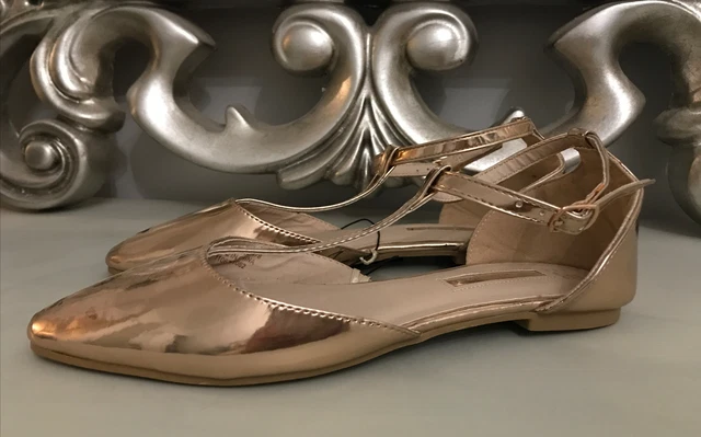 PRIMARK GOLD FLAT Closed Toe Ankle Buckle Strap Sandals Size 5 Eur 38 ...